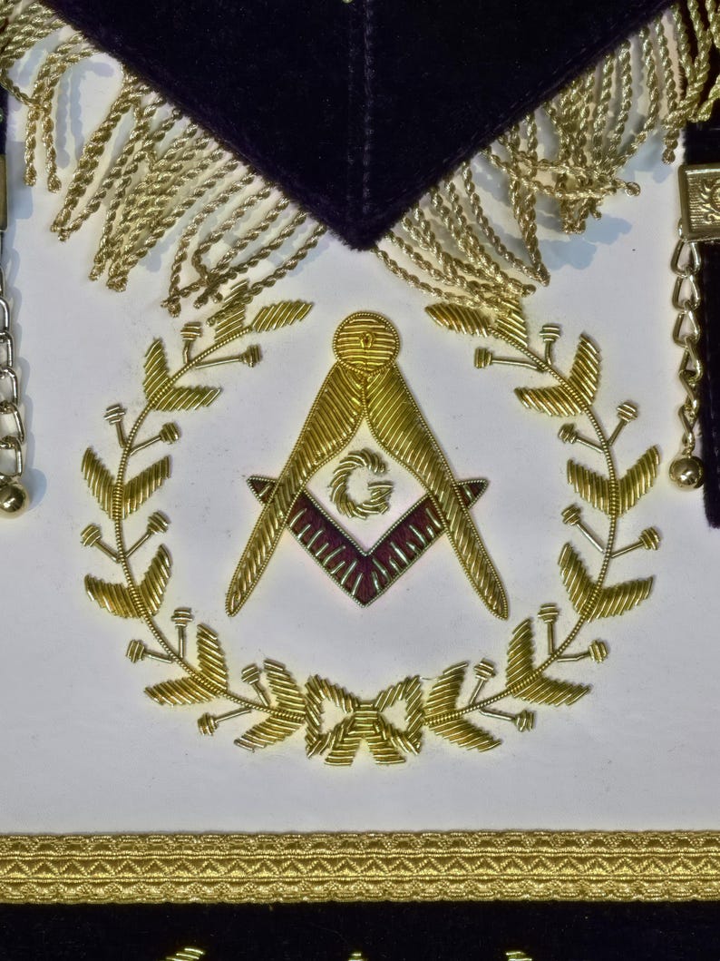 Master Mason Apron and Chain Collar Set – Hand Embroidered Gold Bullion ...