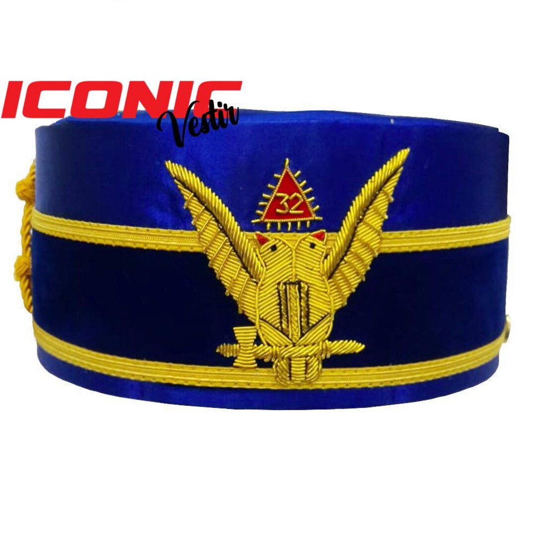 32nd Degree Scottish Rite Crown Cap – Wings up Blue Bullion Hand ...