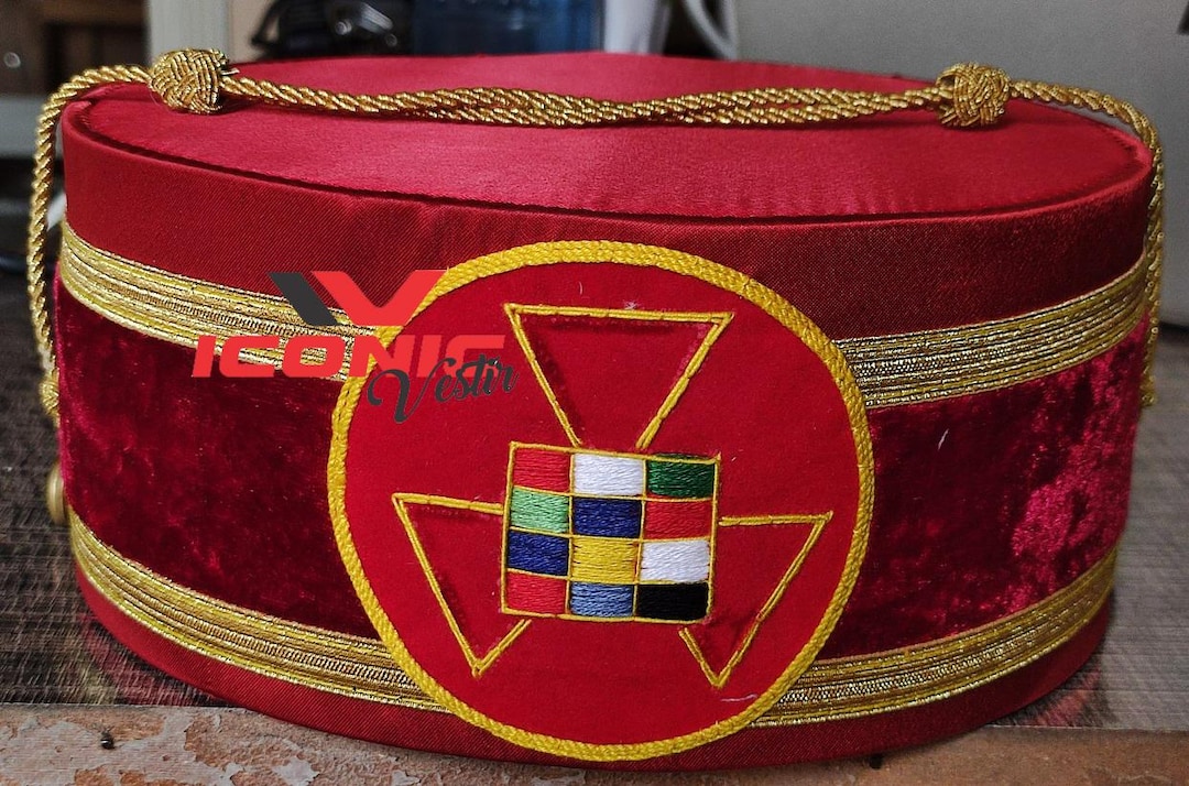 Red Royal Arch Masonic Crown Cap: Hand Embroidered Gold Bullion - Etsy