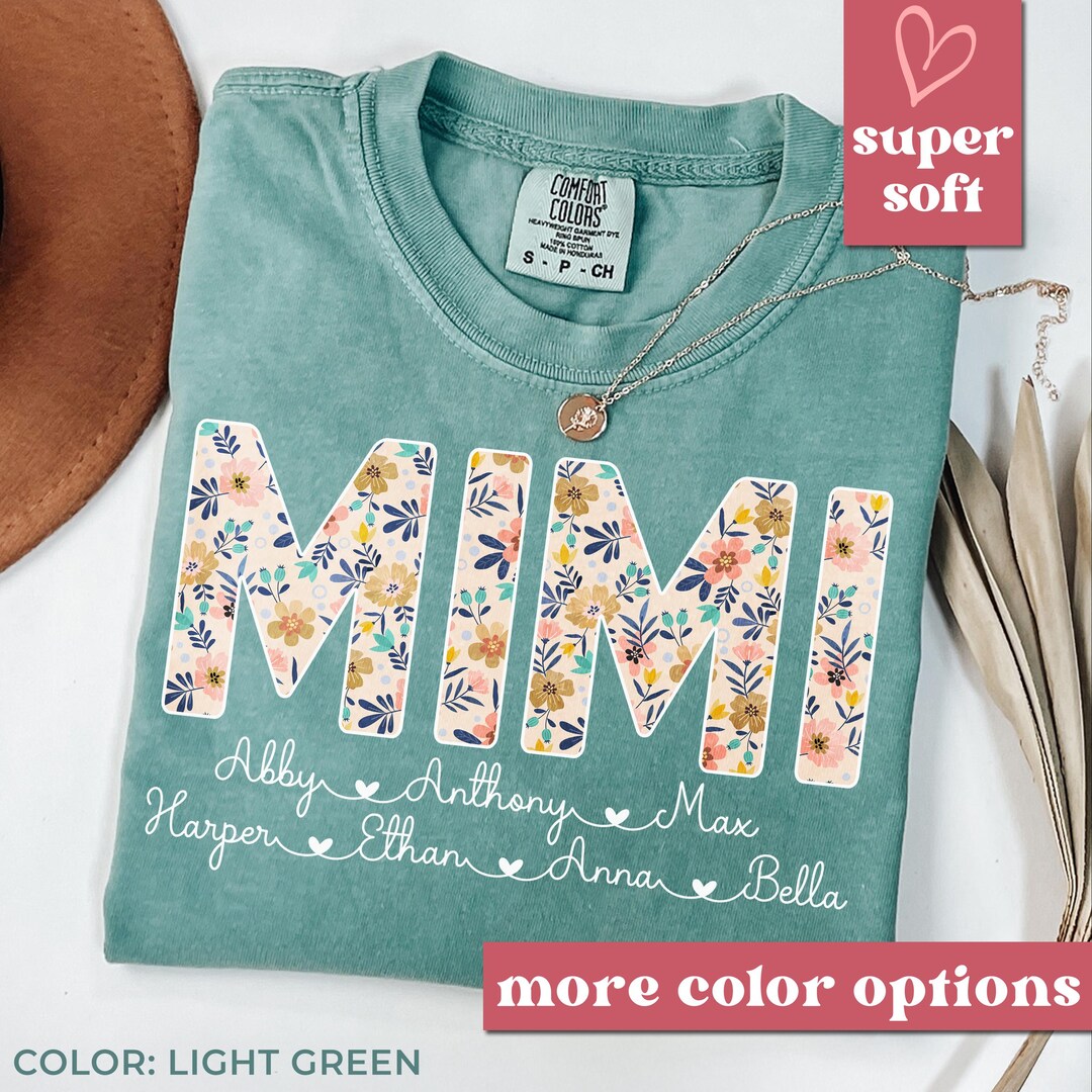 Personalized Mimi Shirt With Grandkids Names, Floral Mimi T-shirt, Mimi ...