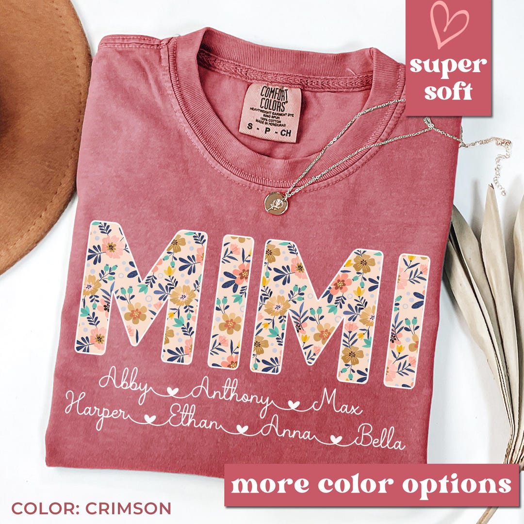 Personalized Mimi Shirt With Grandkids Names,floral Mimi T-shirt,mimi Gifts,mother's Day Shirt ...