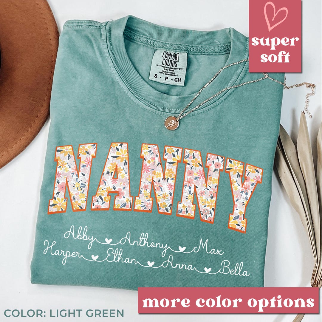 Personalized Nanny Shirt With Grandkids Names, Floral Nanny T-shirt ...