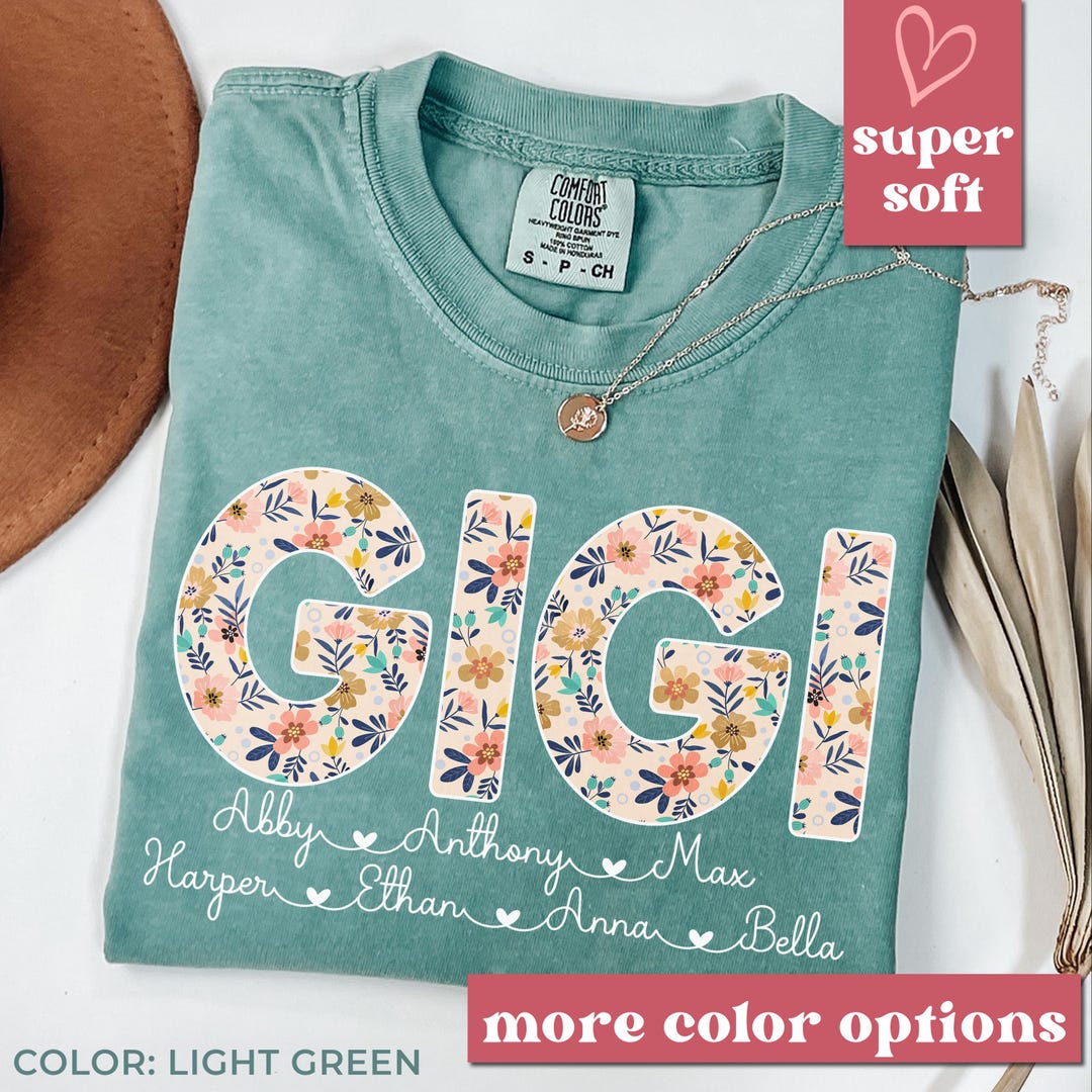 Personalized Gigi Shirt With Grandkids Names,floral Gigit-shirt,mimi ...