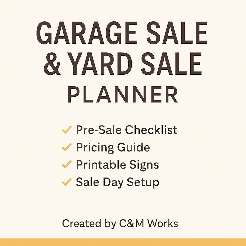 Garage Sale & Yard Sale Planner | Printable Checklist | Pricing Guide ...