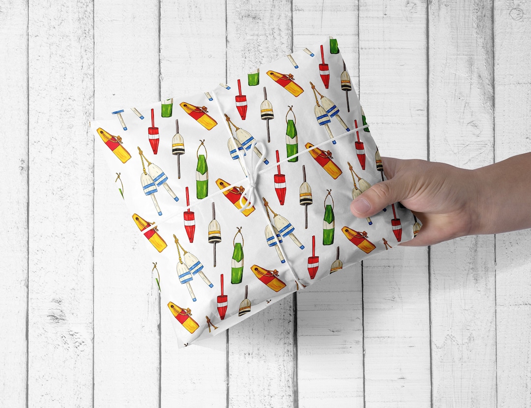 Fishing Buoys Wrapping Paper Nautical Theme Vintage Lobster - Etsy