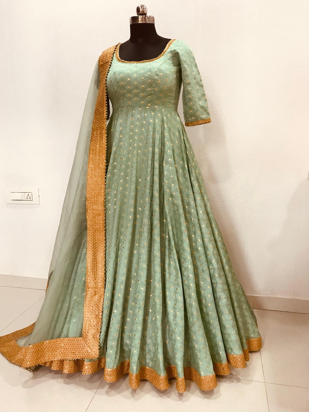 Pastel Green Anarkali Gown Dress for Wedding Indian Gown Dress Party ...