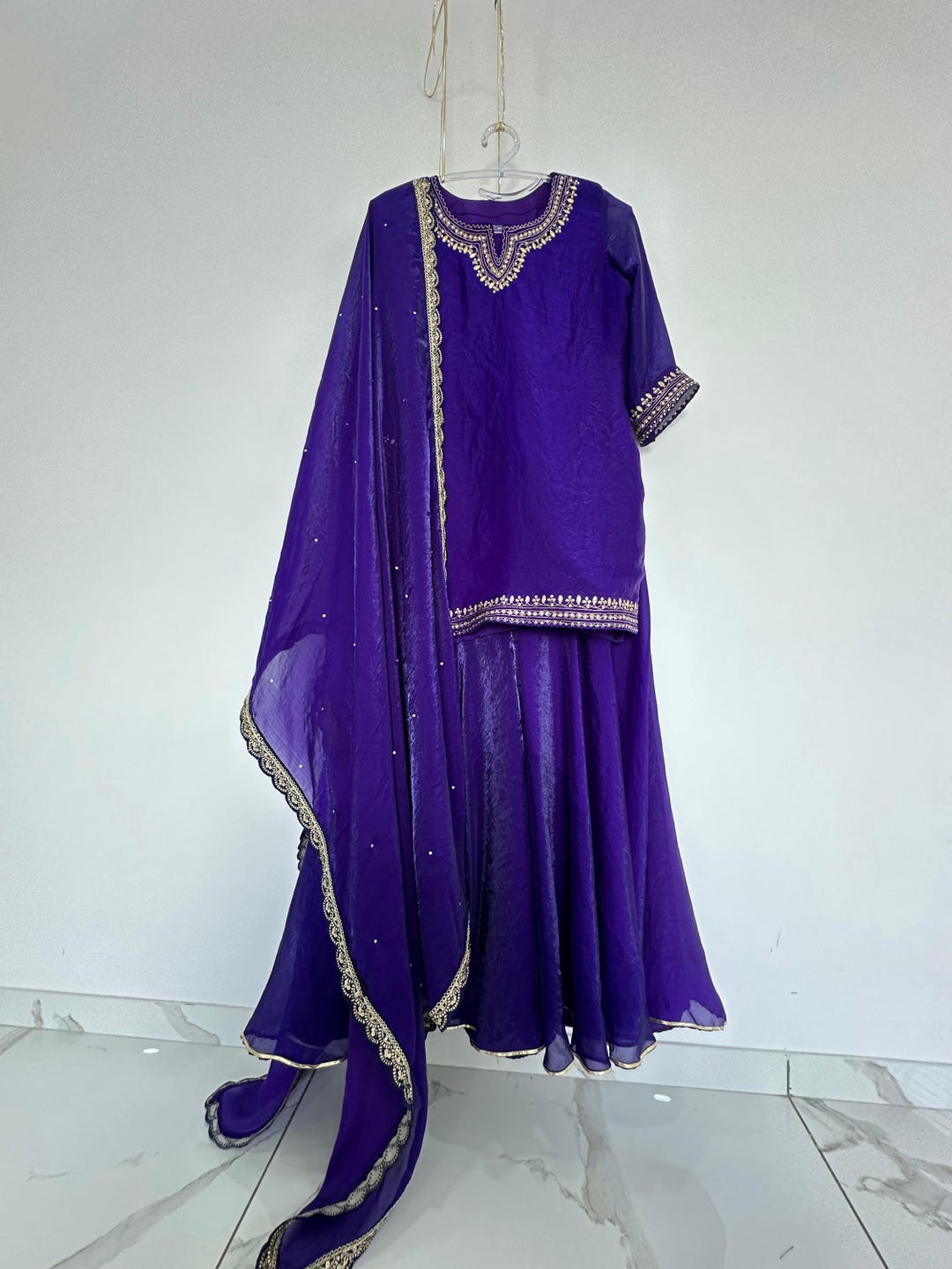 Purple Gharara Suit Set: Silk Indian Wedding Outfit - Etsy