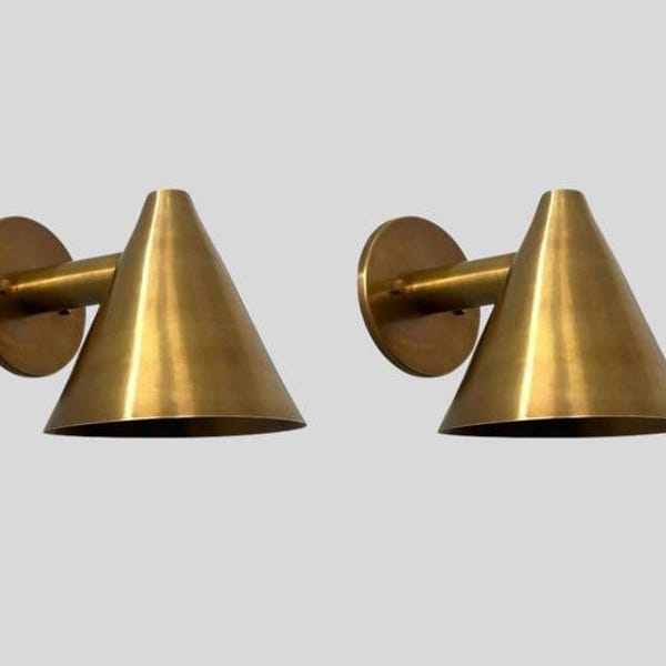Brass Cone Wall Sconce - Etsy