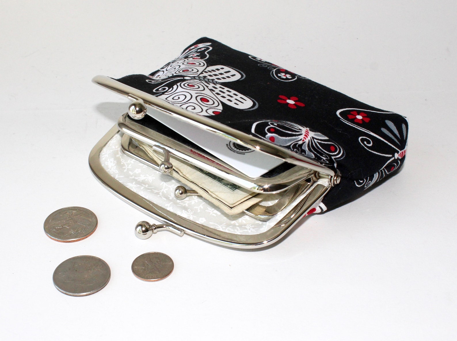 Double Frame Purse. 3 Compartment Coin Purse. Coin Purse With - Etsy