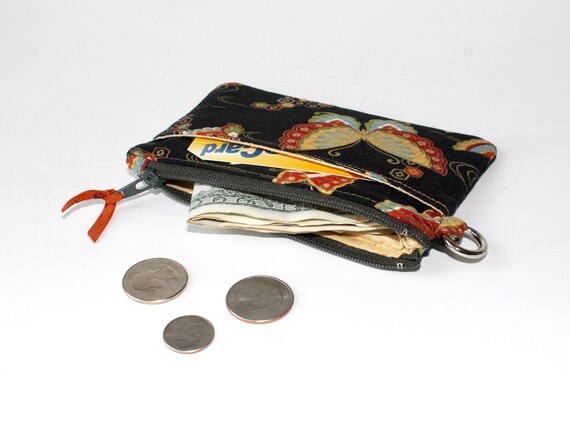 Little ID Pouch. ID Zipper Pouch. Small Zipper Coin Purse. Small Zipper Bag. Zipper Coin Pouch in Black With Butterflies Etsy Ireland
