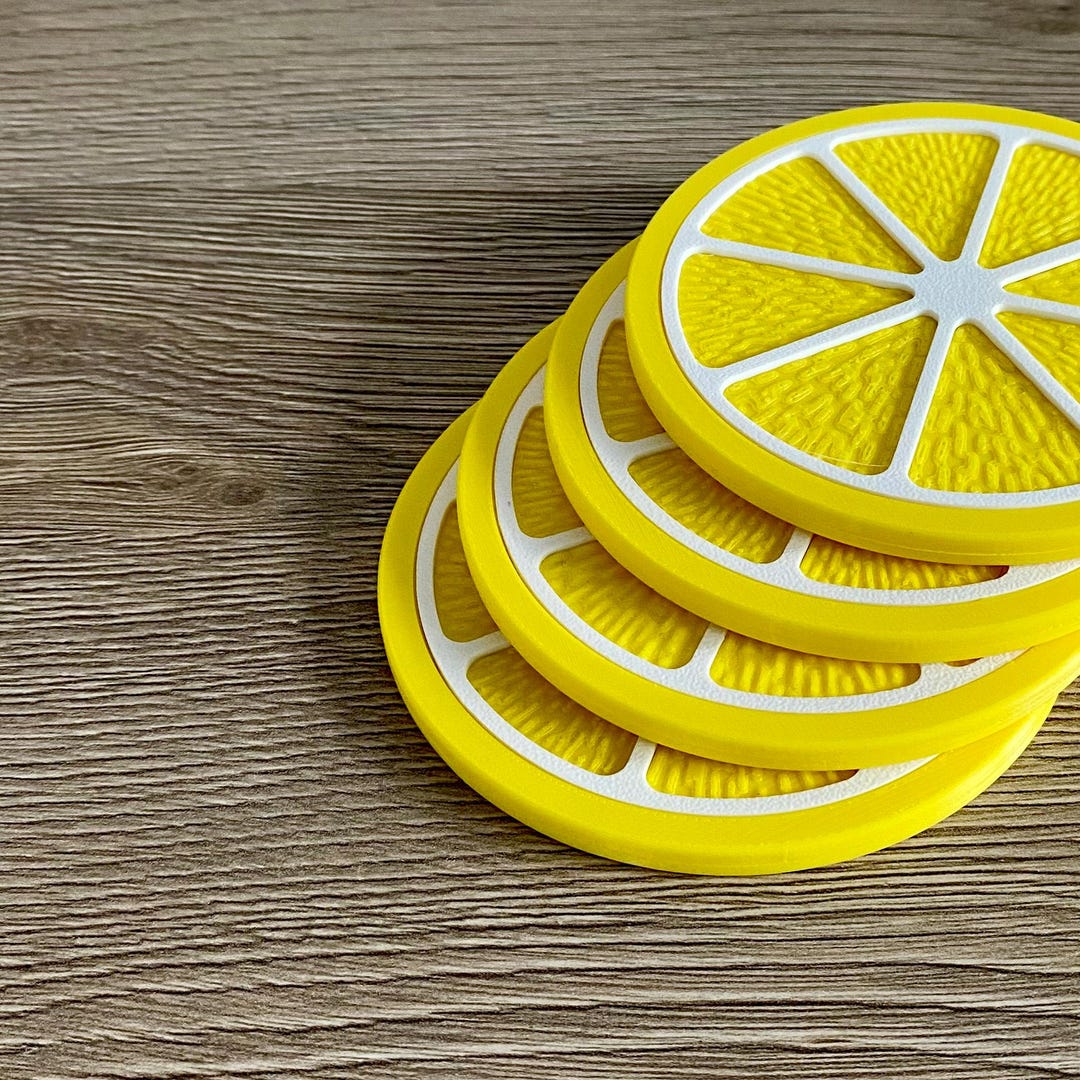 3D Printed Lemon Slice Coasters: Fun Citrus Kitchen Decor - Etsy