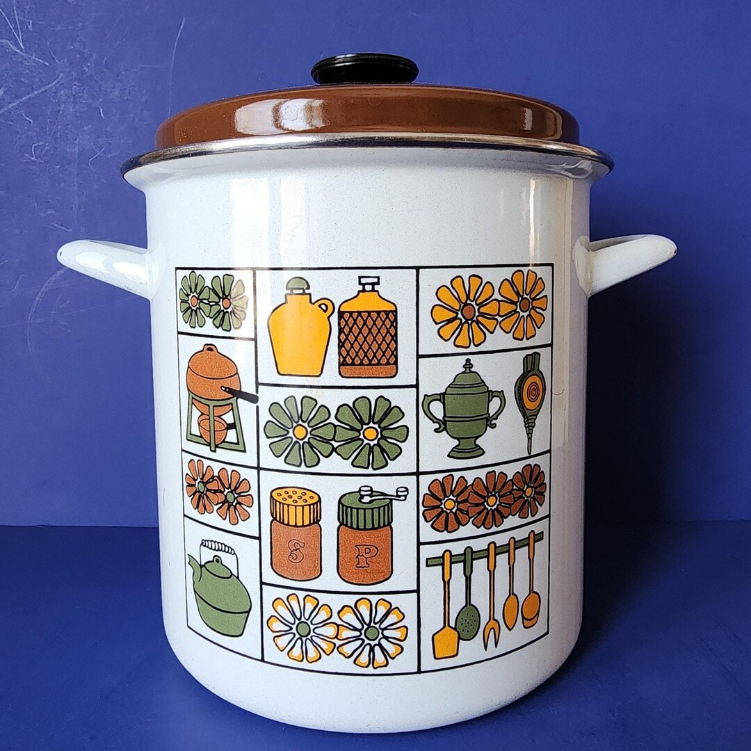 Vintage Danish Modern Enamelware Steamer Pot Lid Basket Strainer MCM - Etsy