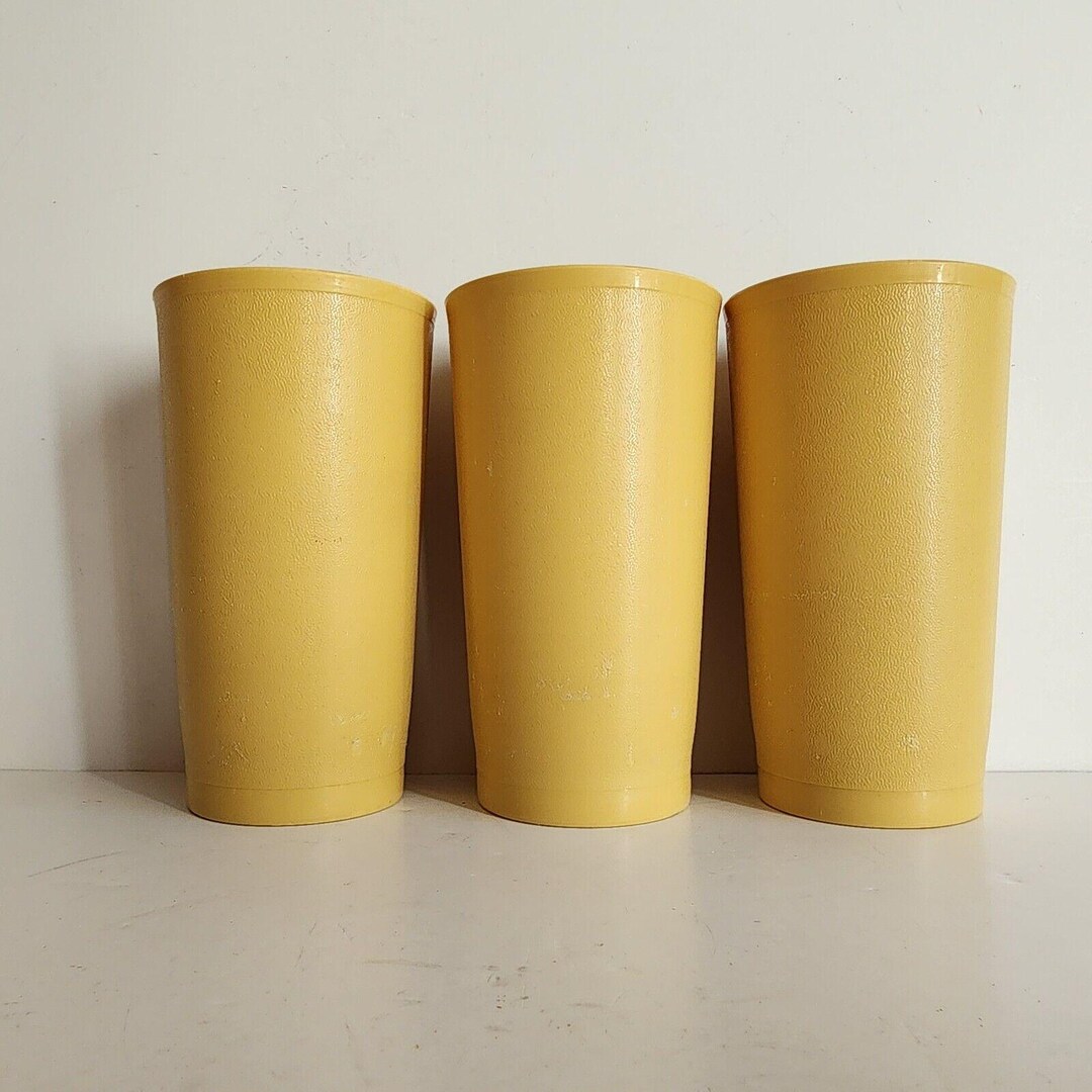 Vintage Tupperware Cups 12 Oz Tumblers Harvest Gold 873 Lot of 3 Retro ...
