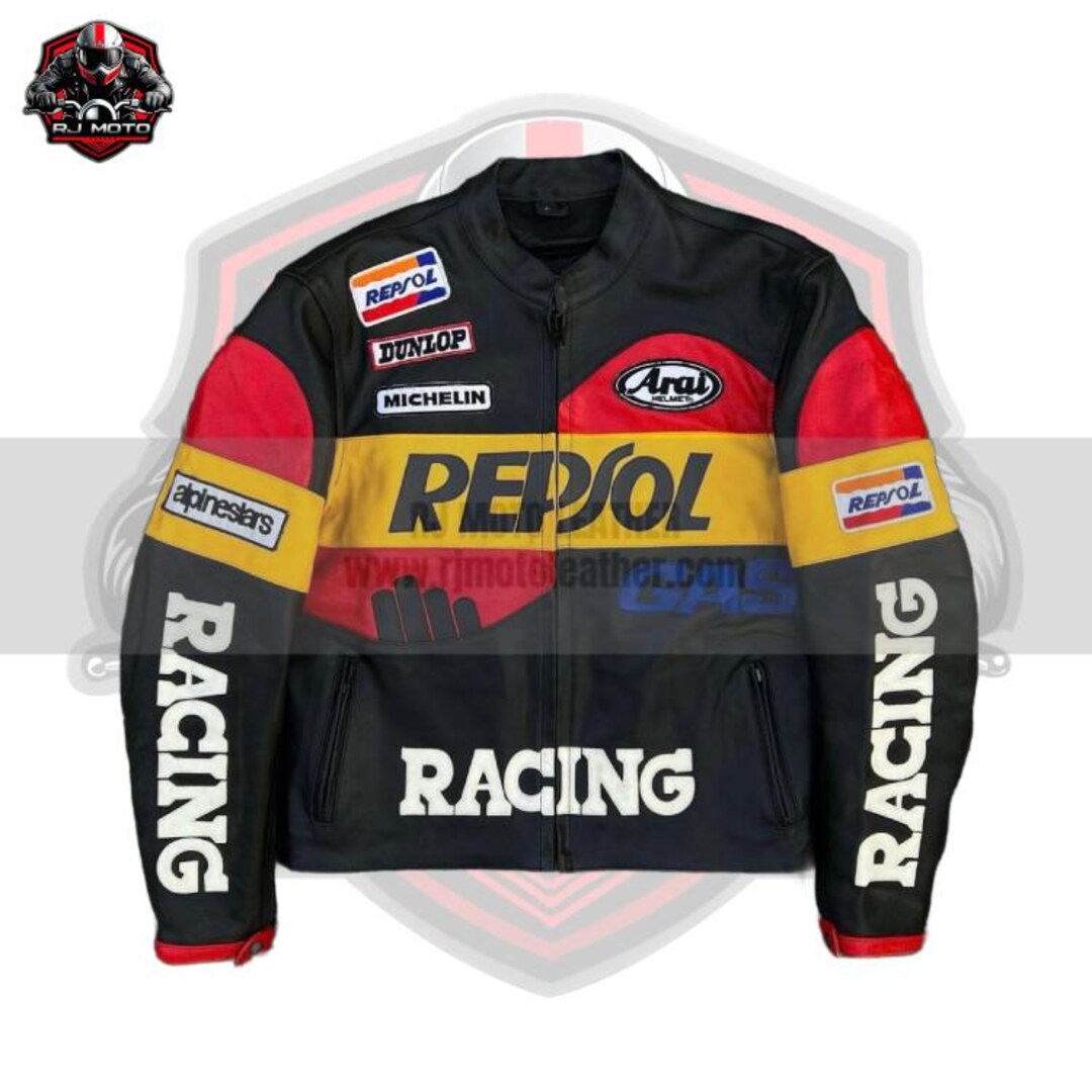 Repsol Inspired Leather Motorcycle Racing Jacket | Handmade Cowhide ...