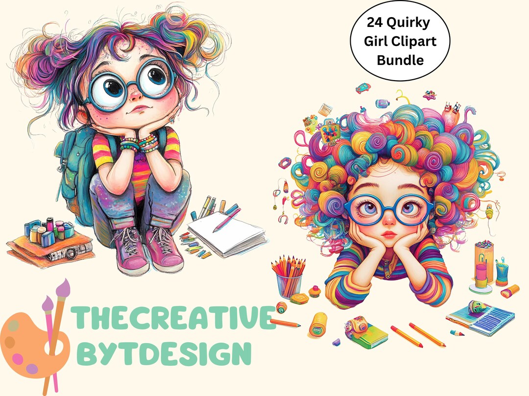 Whimsical Girl Clipart Bundle: Watercolor Dolls & Kittens (digital ...