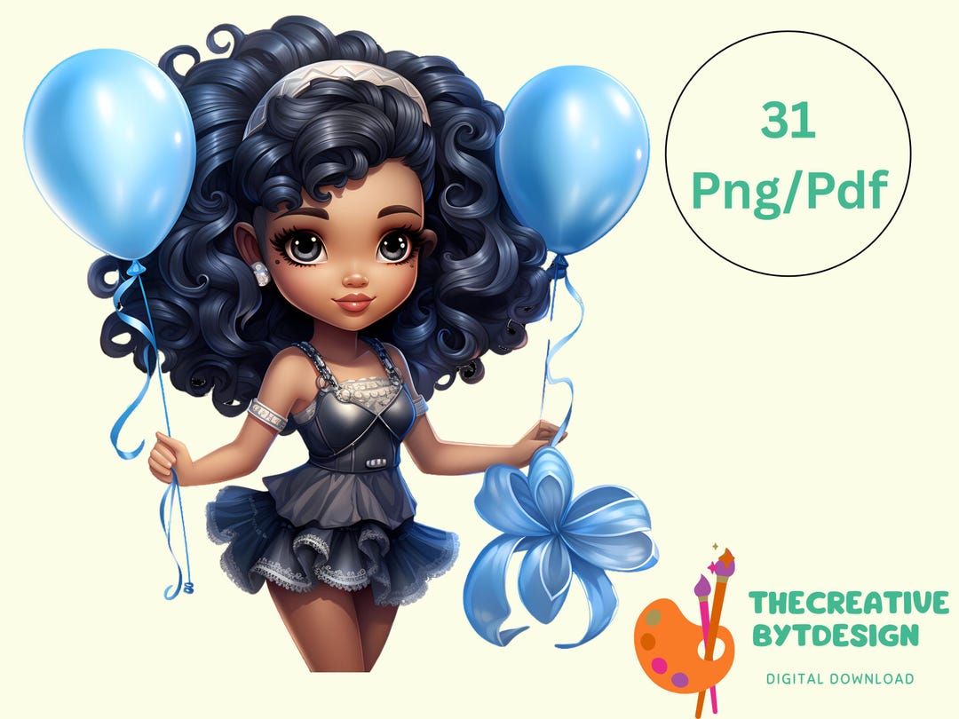 Black Girl Clipart Bundle: Afro Chibi PNG & JPG (digital Download) - Etsy
