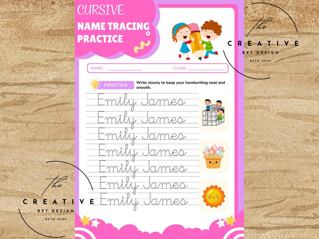 Customize Cursive Name Tracing Worksheet for Pre-school - Etsy