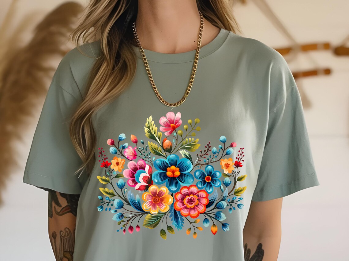 Mexican Fiesta Flowers Clipart: Watercolor Embroidery Pattern (PNG ...