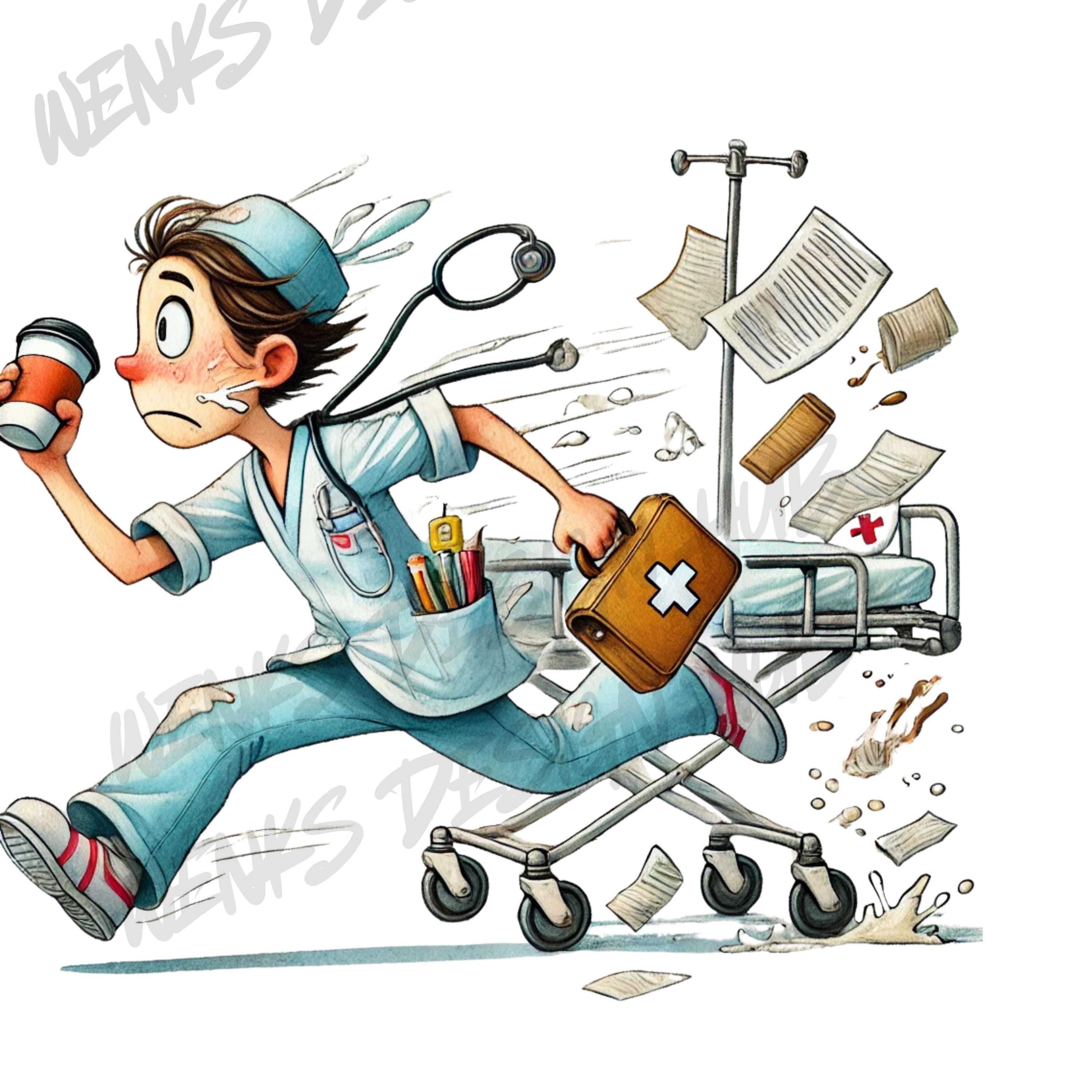 Quirky Funny & Whimsical Nurses Clipart | Watercolor Medical Bundle - Etsy