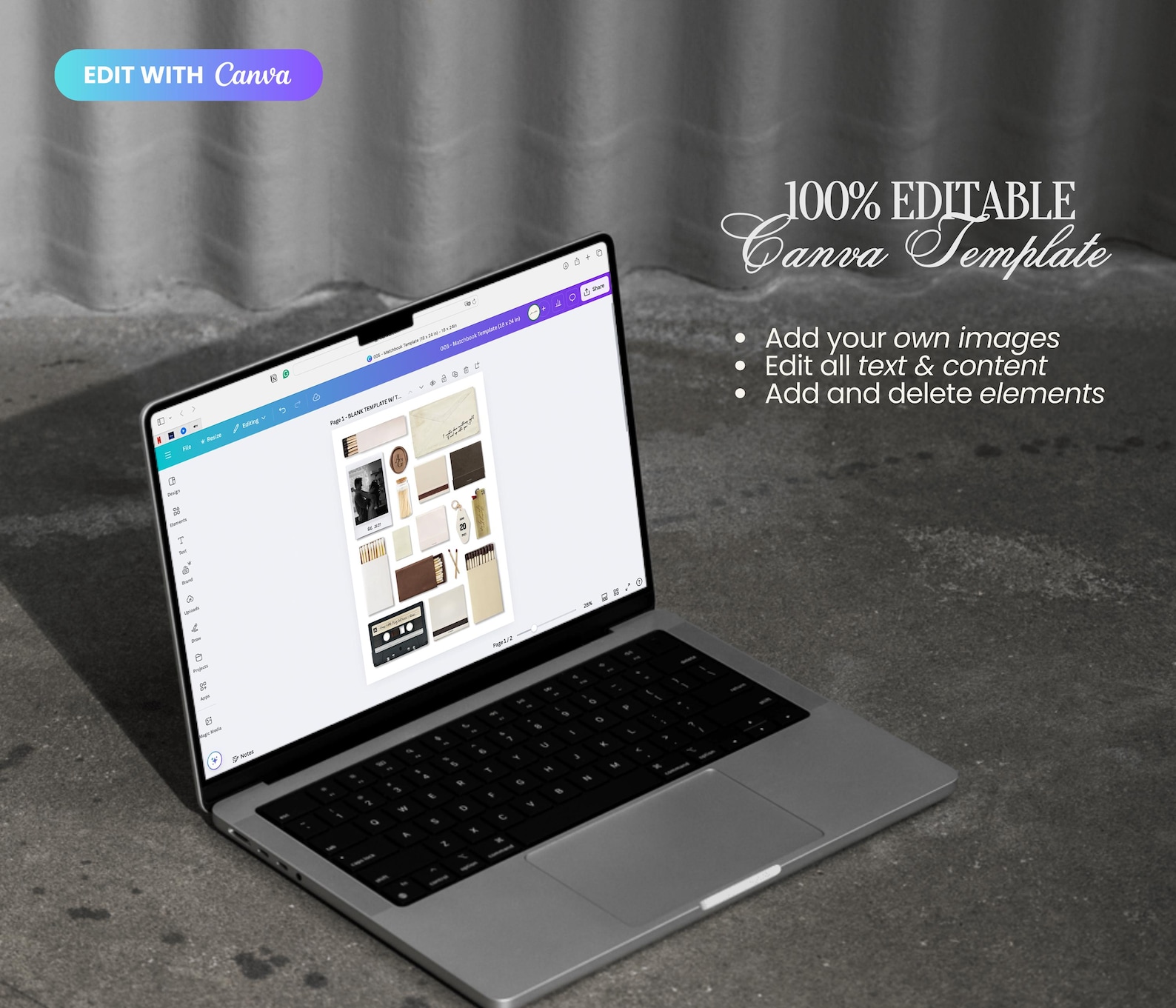 Custom Neutral Matchbook Art Print Template, Printable DIY Matchbooks ...