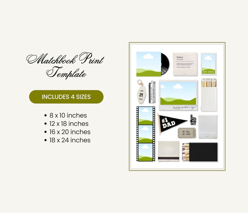 Matchbook Art Fathers Day Template, Custom Dad Matchbox Poster Gift ...