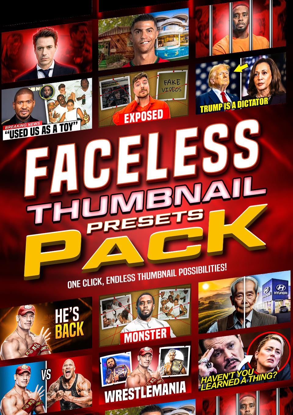 Faceless Thumbnail Presets Pack Photoshop Actions - Etsy