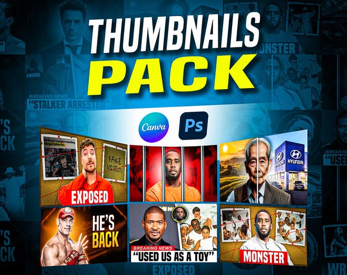 Faceless Thumbnail Templates Pack – 15 Photoshop and Canva Templates ...
