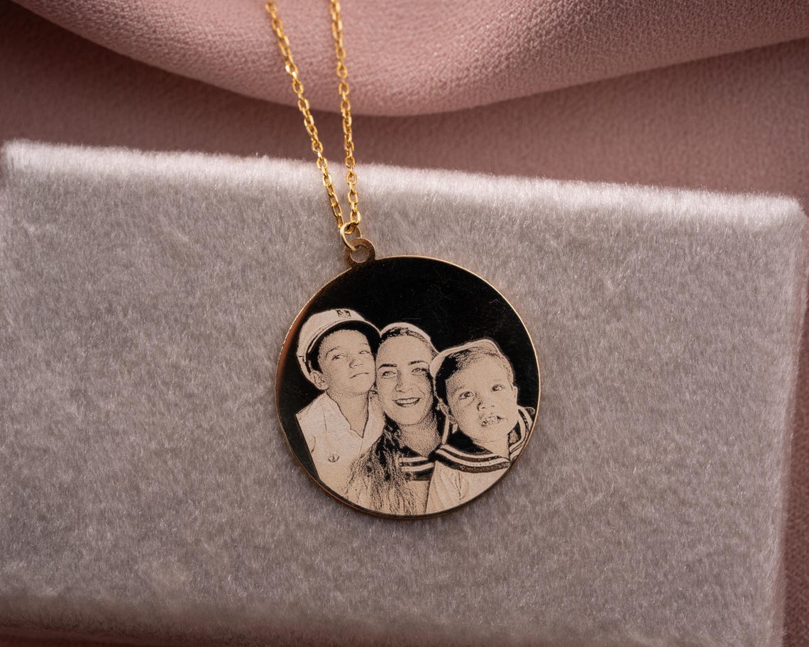 14K Gold Plated Personalized Photo Necklace - 925 Sterling Plated Steel ...