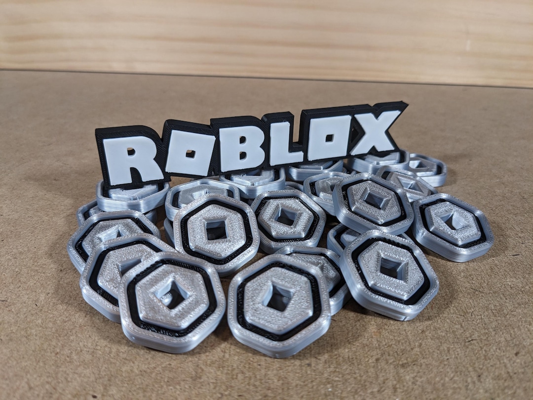 Robux Roblox Coins - Silver With Black Inlay - Double Sided 3D Printed ...