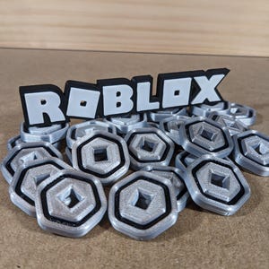 Robux Roblox Coins - Silver With Black Inlay - Double Sided 3D Printed ...
