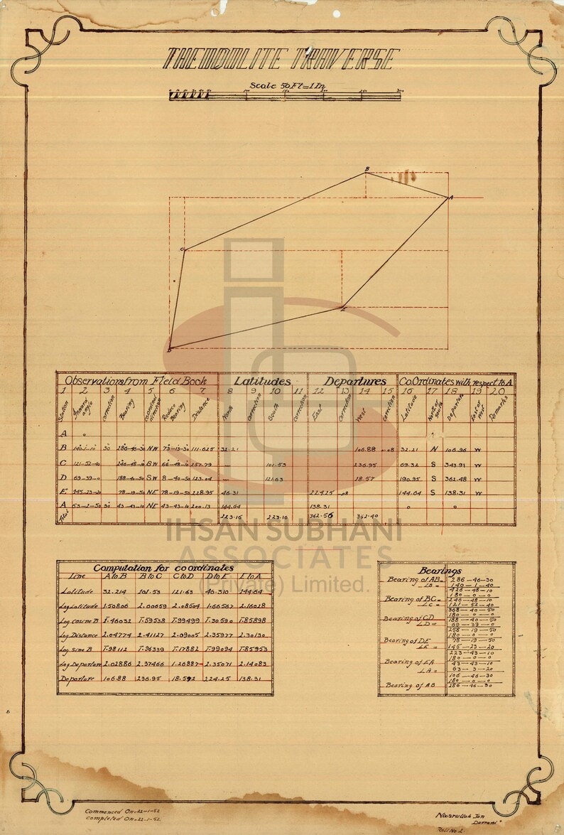 SURVEY | Hand-drawn Land Mapping & Measurement Diagrams - Etsy