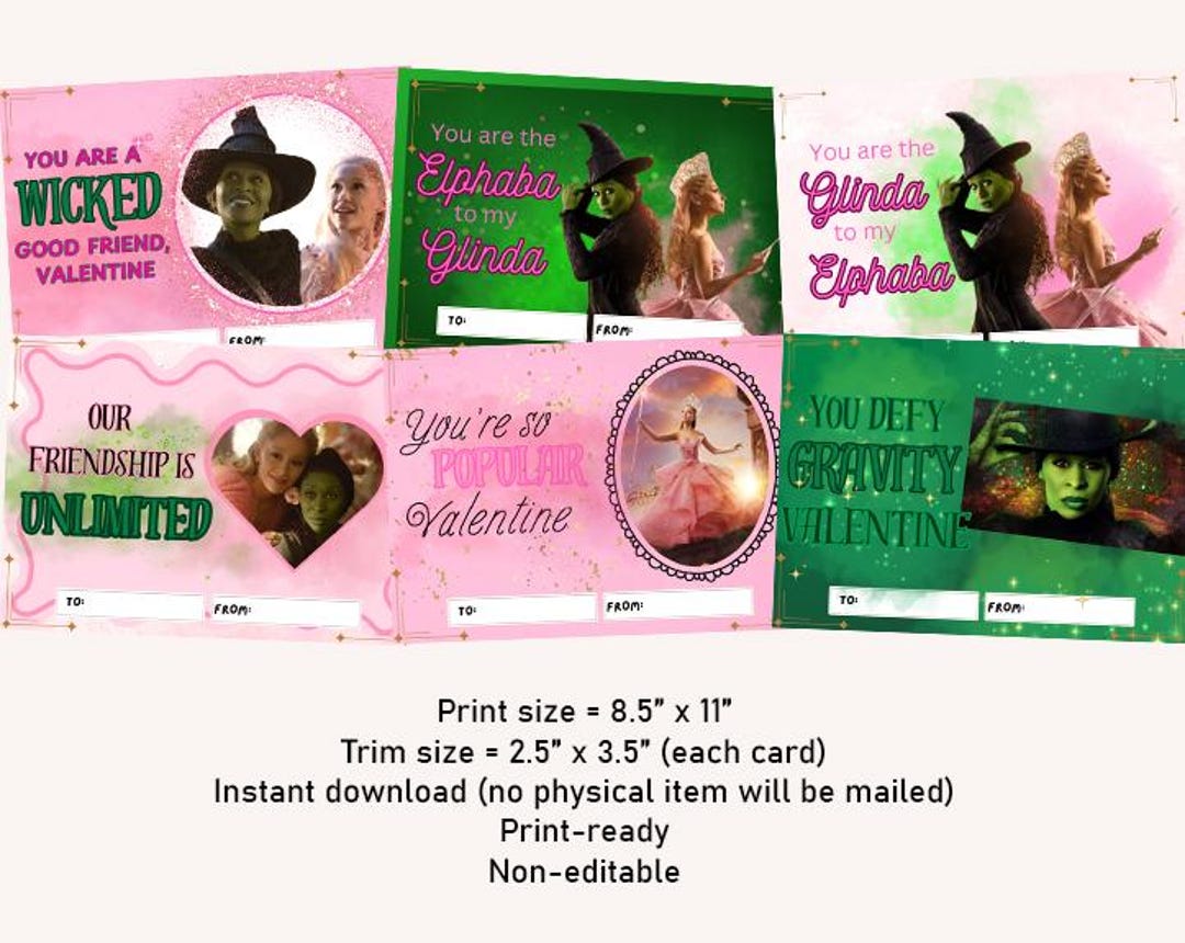 Wicked Valentine's Day Cards - Printables (7 Designs) - Etsy
