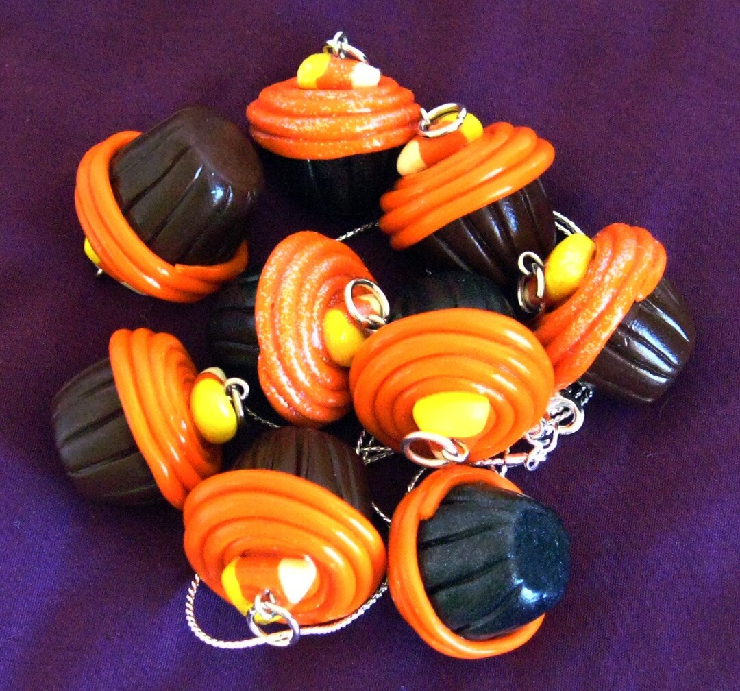 Halloween Candy Corn Orange Fall Autumn Cupcake Necklace Pendant - Etsy