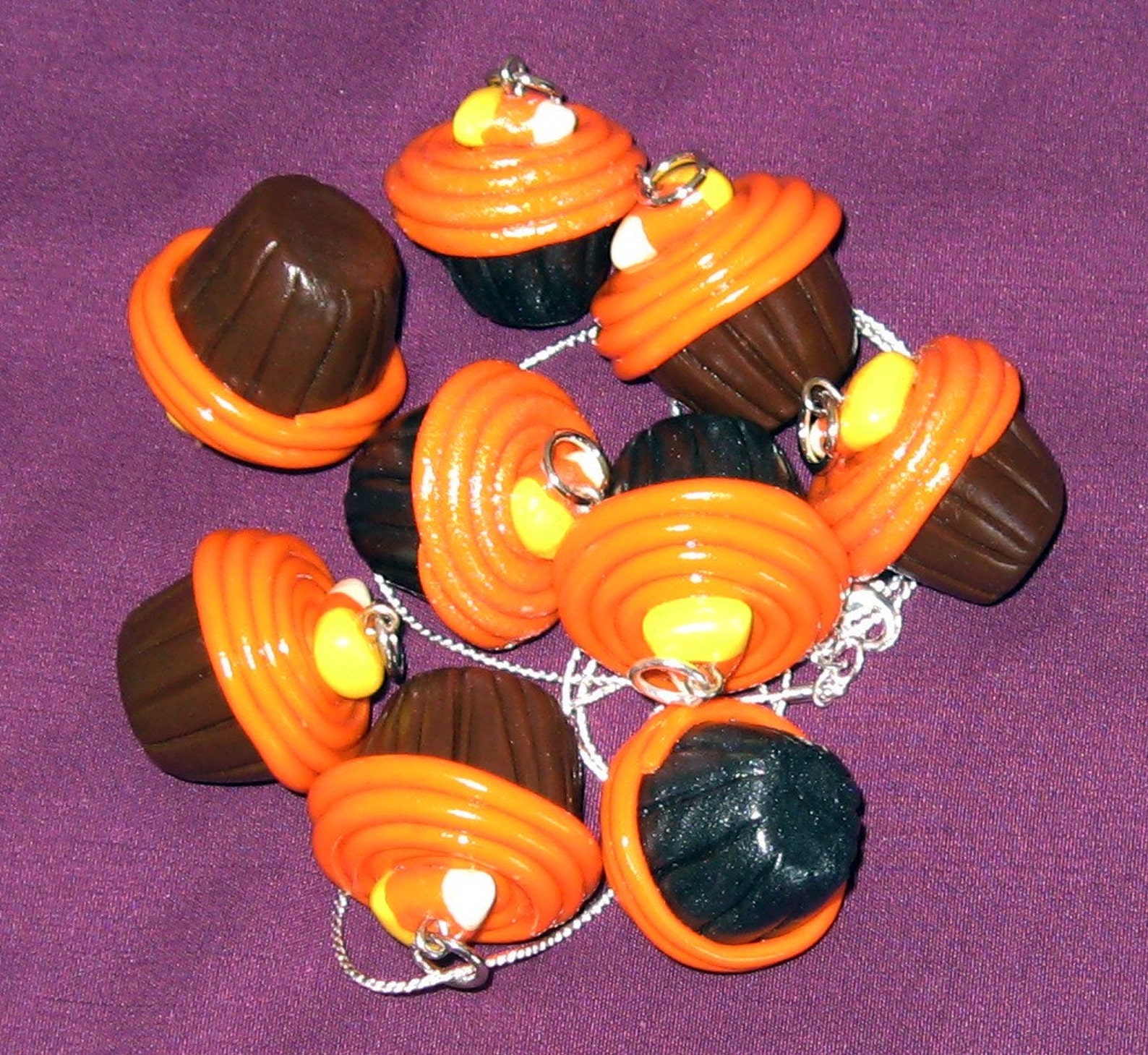 Halloween Candy Corn Orange Fall Autumn Cupcake Necklace Pendant - Etsy