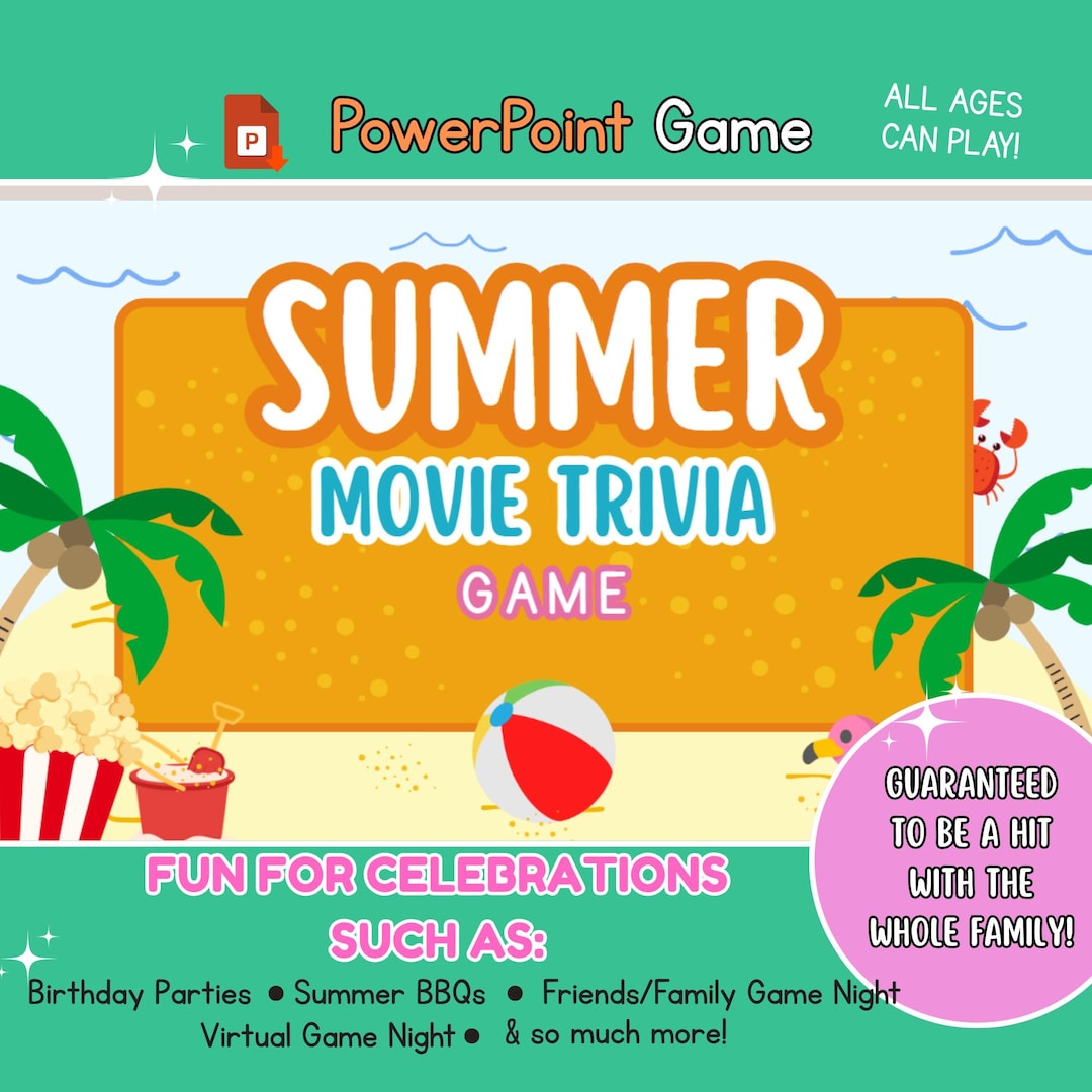Summer Movie Trivia Powerpoint Games, Family Game Night, Virtual Game ...