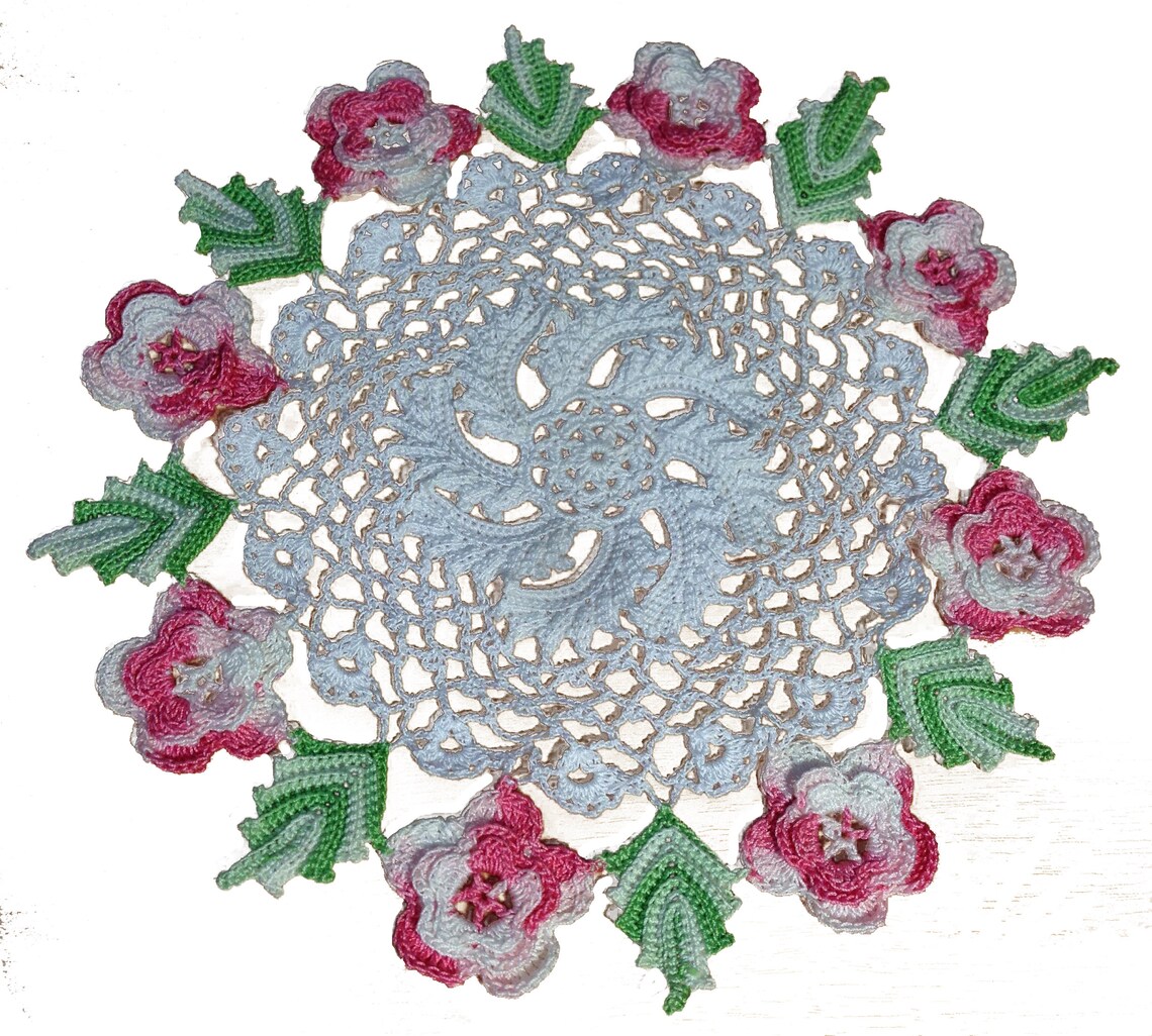 PATTERN Irish Rose Doily, Crochet Pattern for 7 to 10 Inch Doily, Old ...