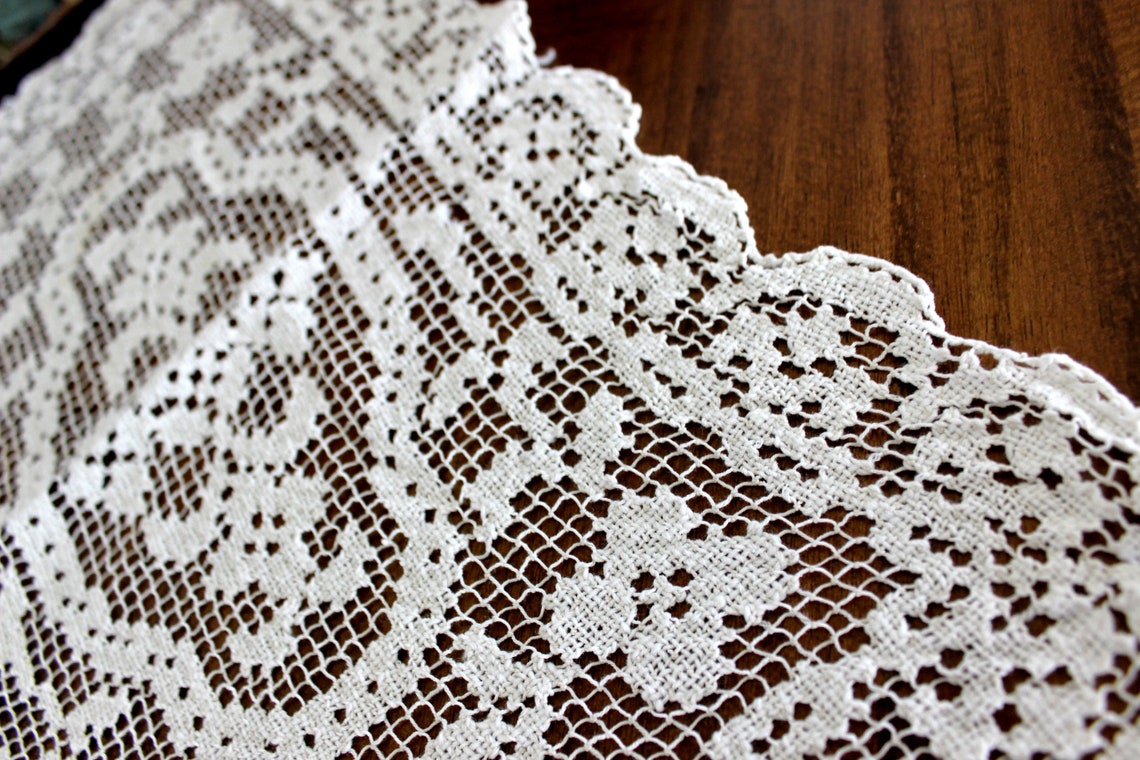 Filet Lace Doily or Placemat Filet Worked Lace Needle Lace - Etsy
