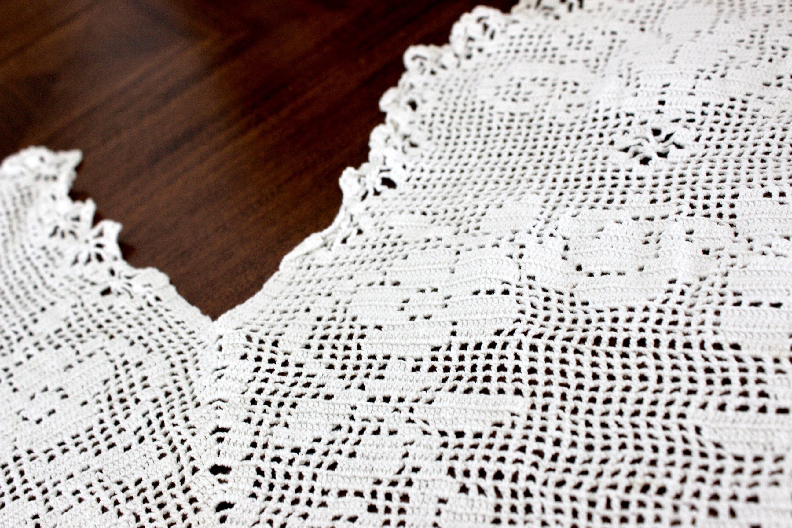 Heart Shaped Yoke Vintage Crocheted Filet Worked off White - Etsy