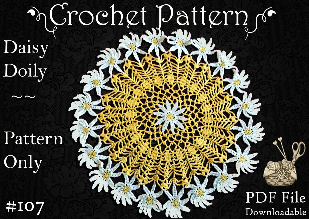 PATTERN - Daisy Doily, Crochet Pattern for Daisy Pattern Doily, Old ...