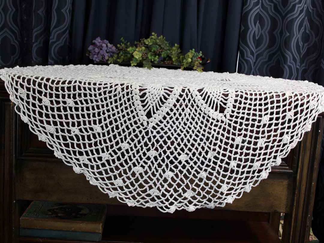 Cream Crocheted Table Topper, Small Crocheted Tablecloth, Handmade ...