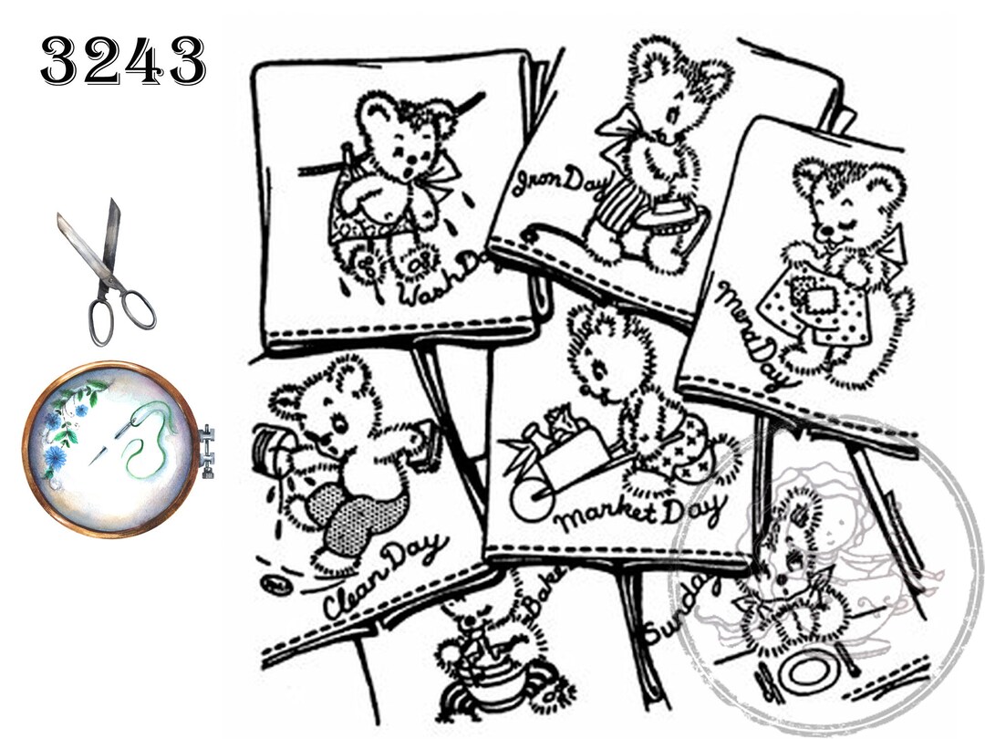 Vintage Bruno Bear Embroidery Transfer Pattern, Aunt Martha's #3243 - Etsy