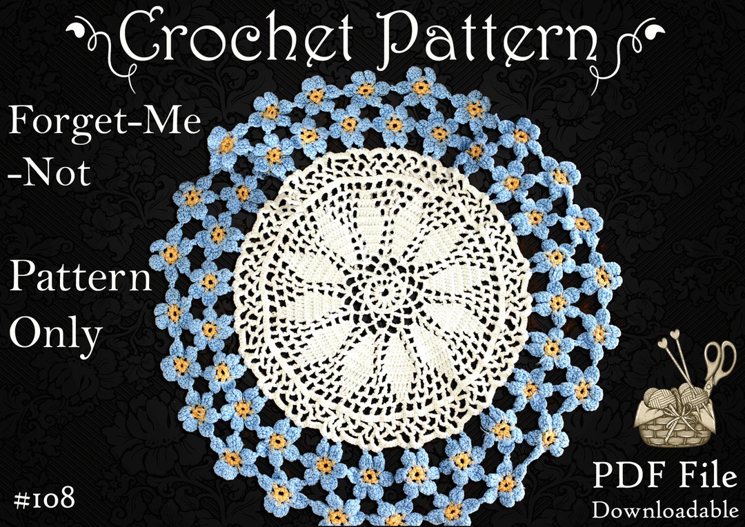 PATTERN - Forget Me Not Doily, Crochet Pattern for 7 to 11 Inch Doily ...