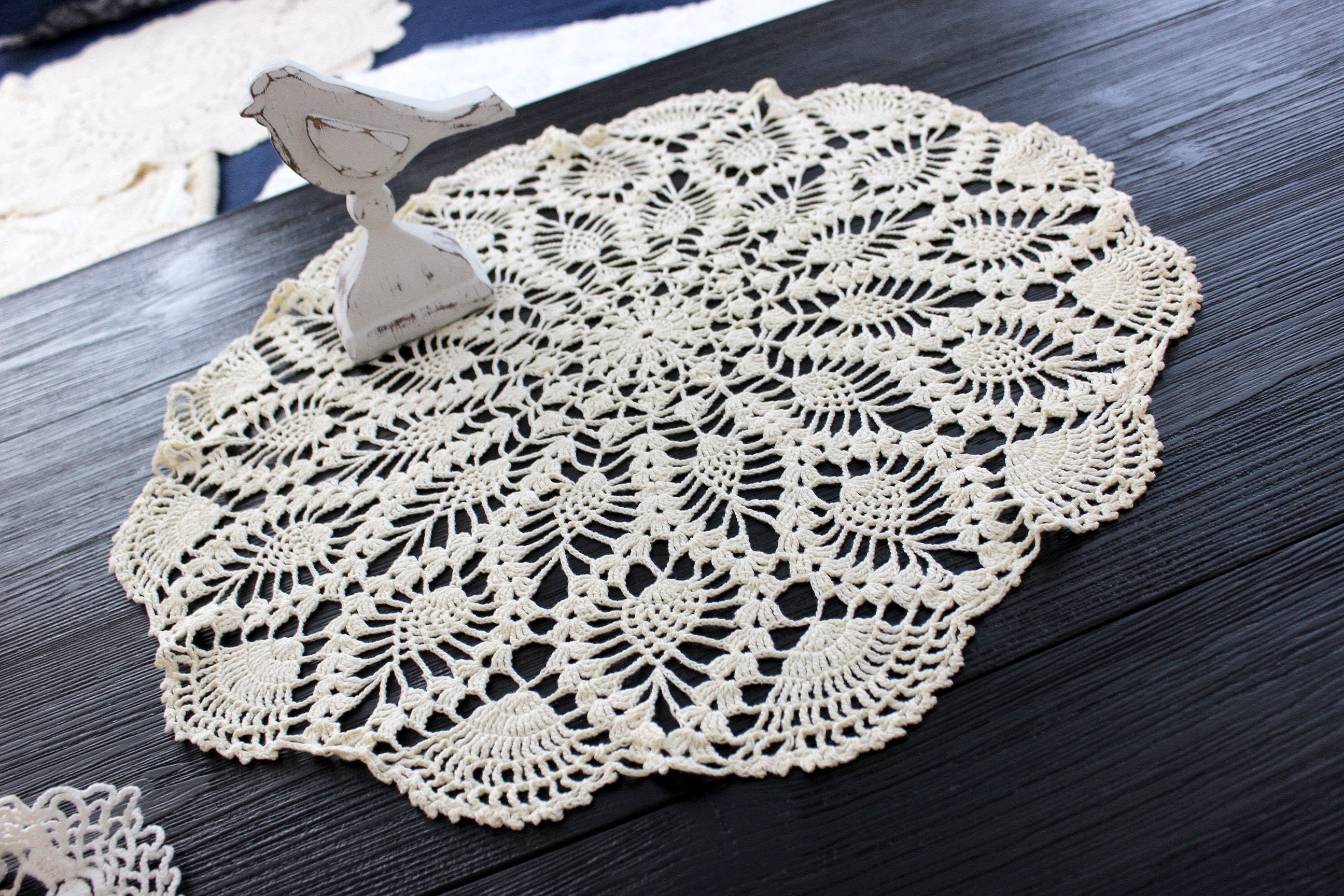 20 Inch Crochet Doily or Centerpiece Cream Doily Medium - Etsy