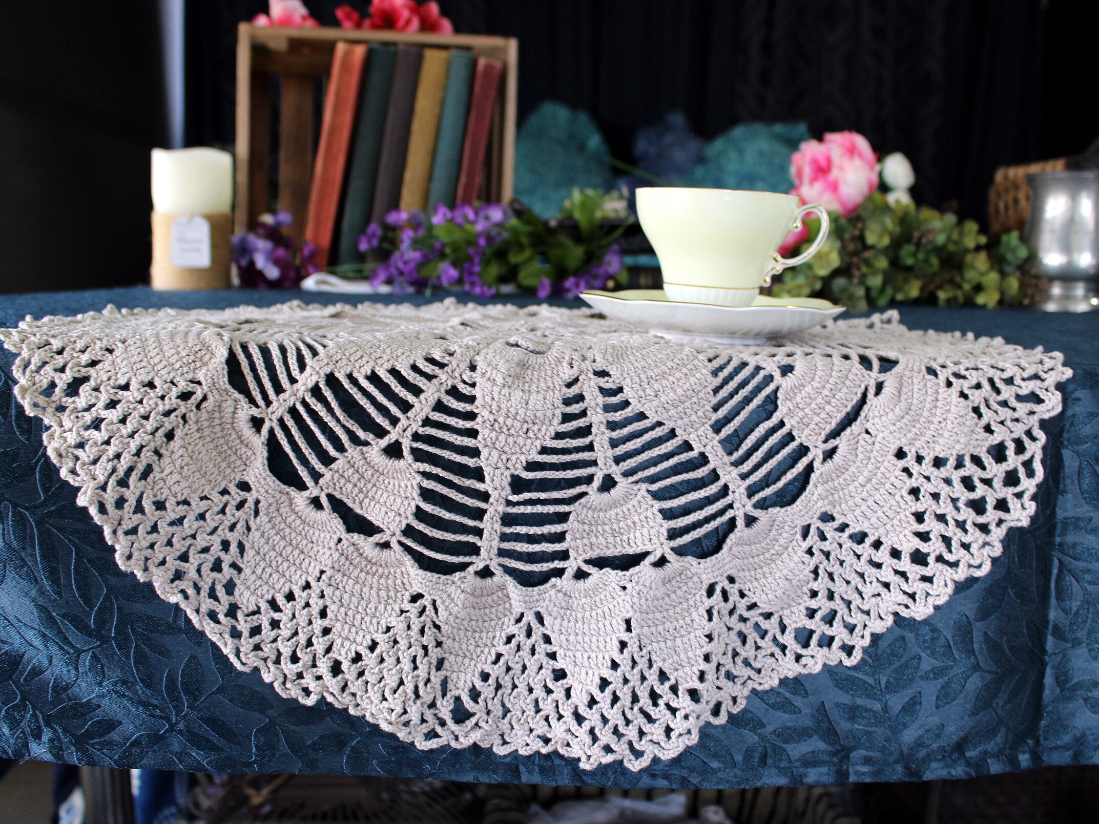 Home & Living 53x35cm 20.9x13.8in Vintage Handmade Large Doily ...