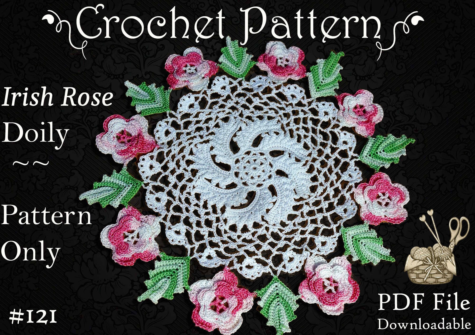 PATTERN - Irish Rose Doily, Crochet Pattern for 7 to 10 Inch Doily, Old ...