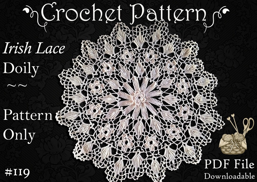PATTERN - Irish Lace Doily, Crochet Pattern for 11 Inch Doily, Old ...