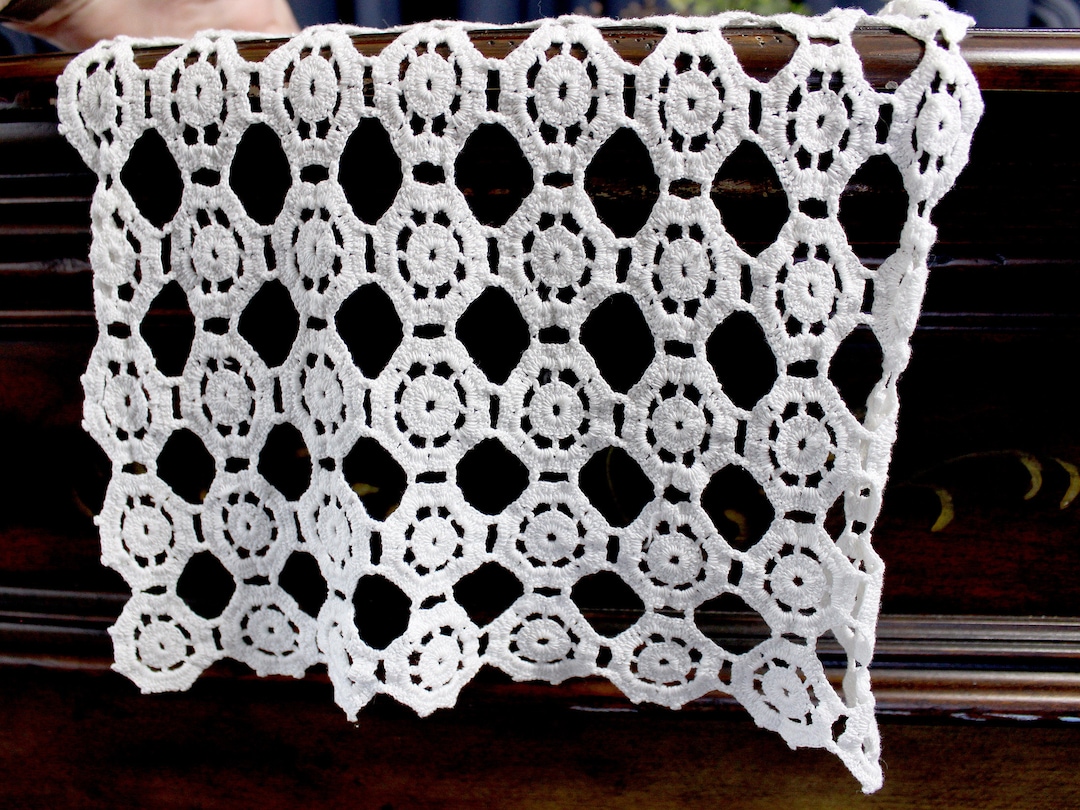 Filet Crocheted Runner, Crochet Table Scarf, Mantle Scarf, Table Runner ...