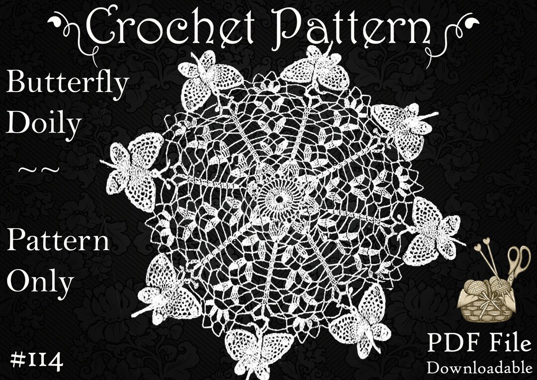 PATTERN - Butterfly Doily, Crochet Pattern for Small Doilies, 13 Inch ...