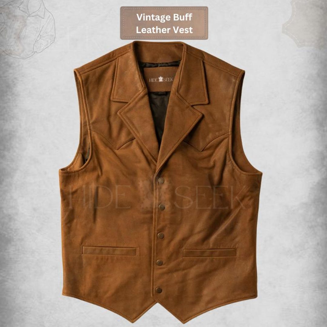 Handmade Buff Lambskin Leather Vest – Vintage Western Waistcoat - Etsy