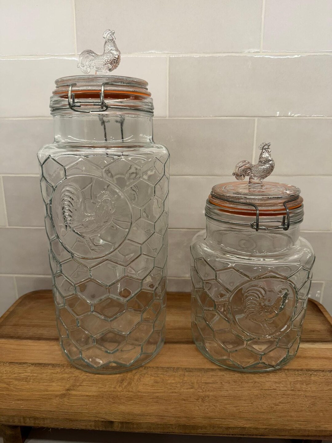 Glass Rooster Honeycomb Embossed Glass Jars With Clamp Lids - Etsy